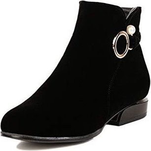 SJJH Bottines à Talons Blocs pour Femmes Fermeture éclair Bottes Noires