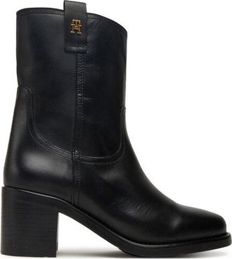Tommy Hilfiger Stiefeletten Riding Lthr Mid Boot Block Heel FW0FW08776 Schwarz