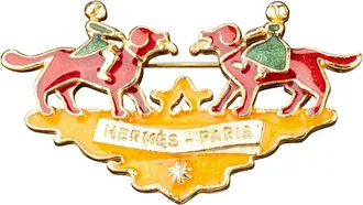 Herm&egrave;s Halskette - Hermes Early Girl & Dog Emaille Brooch - Gr. unisize - in Mehrfarbig - f&uuml;r Damen