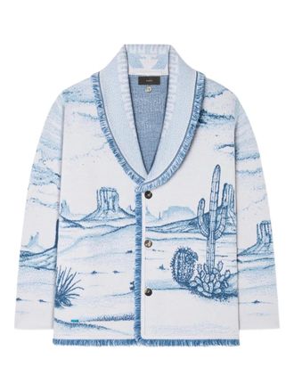 Alanui cardigan en intarsia Silent Rider à franges - Bleu