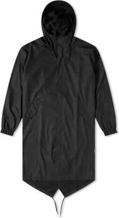 Rains Schwarzer Fishtail Parka mit asymmetrischem Saum - - Jackets - unisex - Schwarzk - S