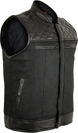 MDM Gilet de motard en textile avec épaules en diamant matelassées, Noir, XXL