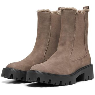 Only BETTY-9 WARM FÜTTERTE Polyurethan Damen Braune Stone Absatz Stiefeletten