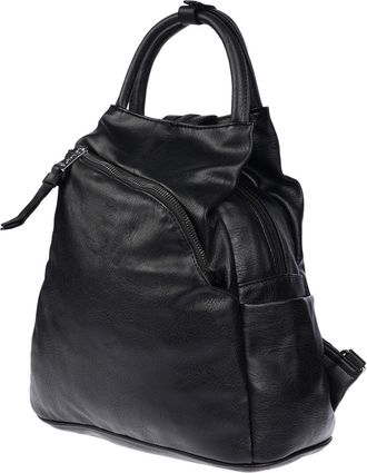 Christian Wippermann gro&szlig;er Damen City Rucksack Tasche Body Bag Leder Optik Schultertasche Schwarz