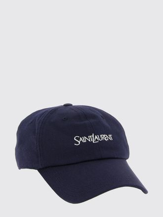 Saint Laurent Casquette de baseball en coton bleu avec logo contrastant