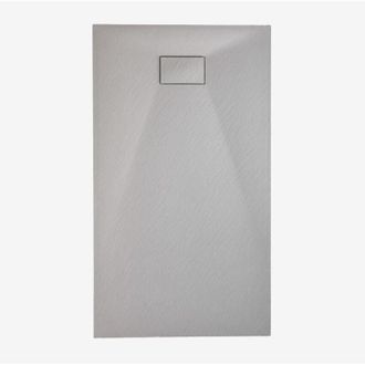 Sklum Soho rechteckige, rutschfeste, extraflache Duschwanne aus SMC-Harz Helles Grau 140 x 90 cm