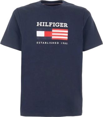 Tommy Hilfiger Homme, Tops, Bleu, Taille: M Monotype Flag Box Tee Desert Sky