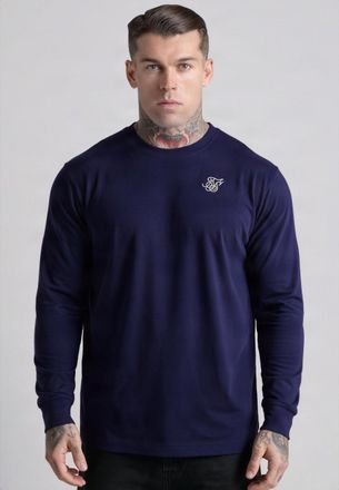 Siksilk Mens Navy Essentials LS Regular Fit T-Shirt XXL
