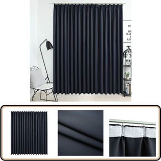 vidaXL Verdunkelungsvorhang mit Haken Anthrazit 290 x 245 cm - Eleganter Vorhang - Wohnraumgestaltung - Fensterdekoration - Dunkelheitsschutz - Raumtrenner