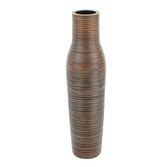 Leewadee Gro&szlig;e Deko Bodenvase F&uuml;r Dekozweige, Hohe Standvase F&uuml;r Pampasgras, Design Holzvase, 65 cm, Braun