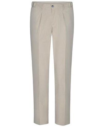 Profuomo Chino mit Bundfalte, Stretch und Perlmuttkn&ouml;pfen, Relaxed Fit in