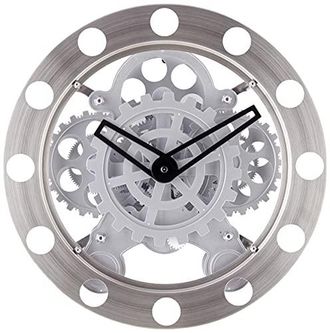 Kikkerland Gear Wanduhr, Nickel/Weiß