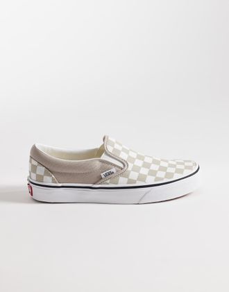 Vans Baskets motif damier &agrave; enfiler - Beige et blanc-Neutre