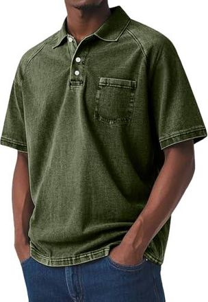 Generic Polo pour homme adulte, hauts d&eacute;t&eacute; surdimensionn&eacute;s &agrave; manches courtes, t-shirts d&eacute;lav&eacute;s pour homme, grand et grand, polo de travail, polo de golf, t-sh