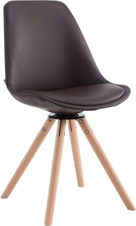 Clp Besucherstuhl Calais Mit Kunstlederbezug Und Holzgestell | Drehbarer Lehnstuhl mit runden Holzbeinen | Buchen- oder Eichenholzgestell, Farbe:braun, Ge