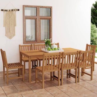 vidaXL Vidaxl - Ensemble &agrave; manger de jardin 9 pcs Bois de teck solide