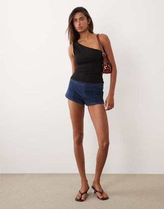 Good American Top asym&eacute;trique en coton ultra stretch - Noir