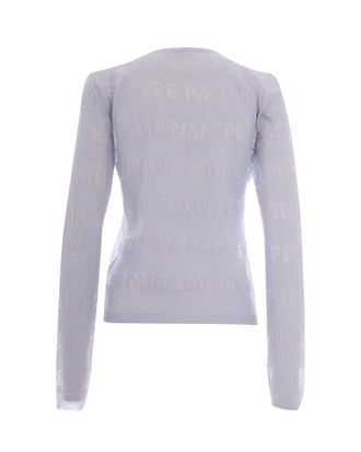 Patrizia Pepe Womens Crew Neck Logo Sweater Sky Grey Viscose Jumpers