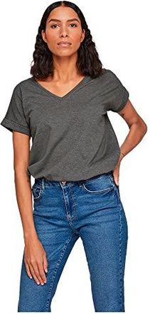 Vila Vila Vidreamers T-Shirt à col en V Su-Noos, Mélange de Gris Moyen, S Femme