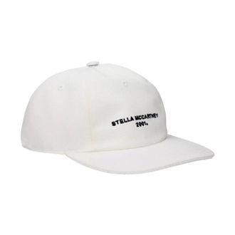 Stella McCartney Femme, Accessoires, Blanc, Taille: 58 CM Chapeau en Coton Blanc avec Logo Fermeture &agrave; Bande