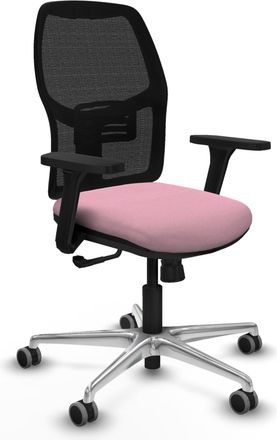 Piqueras y Crespo Alfera B&uuml;rostuhl mit 3D-Armlehnen, h&ouml;henverstellbare Lendenwirbelst&uuml;tze, ausgestattet mit Sincro 4 Positionen und Schneideschaum, Schwarz/Rosa