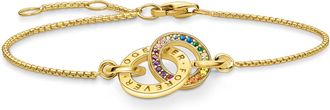 Thomas Sabo Thomas Sabo Damen Armband Together mit zwei Ringen bunten Steinen vergoldet, 925 Sterlingsilber mit 750er Gelbgold-Vergoldung, Länge: 19 cm, A1551-996
