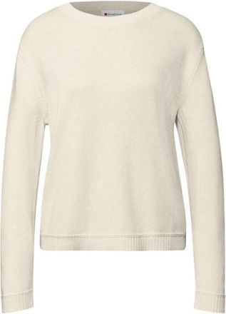Street One Femme, Pulls, Beige, Taille: 36 FR SweaT-shirt en coton avec finitions c&ocirc;tel&eacute;es