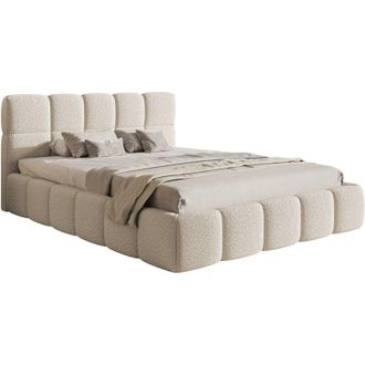 Selsey Selsey CLOUDY - Bett mit Polsterrahmen, Boucle-Bezug in Hellbeige, 140 cm