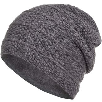 Faera warm gef&uuml;tterte Beanie Winterm&uuml;tze Strick-M&uuml;tze Fleece-Futter Herren Damen M&uuml;tze Haube Einheitsgr&ouml;&szlig;e, Farbe:Hellgrau