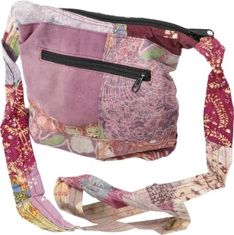 Guru Shop Boho Schultertasche, Patchwork Tasche - Pink/rot, Unisex - Erwachsene, Baumwolle, 25x23x15 cm