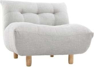 Miliboo Fauteuil scandinave en Tissu Gris Clair et Bois Clair Yumi
