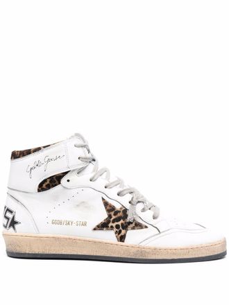 Golden Goose baskets montantes &agrave; logo imprim&eacute; - Blanc