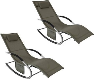 SoBuy Sobuy - Lot de 2 Chaises Longues Transat Pliable Jardin Aluminium - Bain de Soleil Ergonomique &agrave; Bascule Relax - Fauteuil Ext&eacute;rieur Confortable Plage