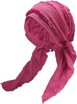 ZLYC Bonnet turban chimio pour femme - Foulard pré-noué - Chapeau léger, Volants rose vif, taille unique