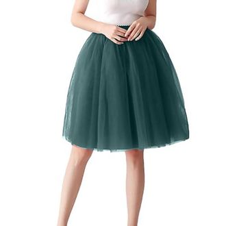 Generic Jupe en tulle pour femme - L&eacute;g&egrave;rement opaque - Avec taille haute &eacute;lastique - &Eacute;l&eacute;gante - Couleur unie - Jupe midi rockabilly - Jupe midi - Pour carnava