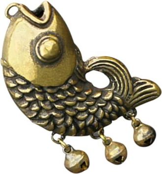 Beaupretty Porte-Cl&eacute;s Cr&eacute;atif en Laiton avec Pendentif Poisson et Clochette Petit Ornement Suspendu pour Paquet &agrave; Main Accessoire L&eacute;ger et Multifonctionnel D&eacute;cor