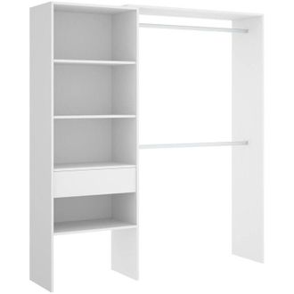 Dmora Kleiderschrank Dgarut, Struktur f&uuml;r begehbaren Kleiderschrank, Offene Garderobe, 160x40h187 cm, Wei&szlig; - Dmora