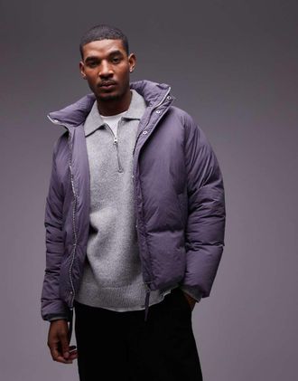 Topman Pufferjacke in Lila mit Kragen