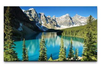 Paul Sinus Art Bilder XXL Moraine See 120x70cm Wandbild auf Leinwand