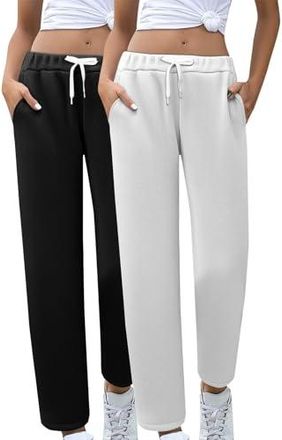 Generic Lot de 2 Pantalon De Running Femme Chic &Eacute;t&eacute; Pant Longue Stretch Tendance Comfy Streetwear D&eacute;tente Mode Costume Classique Basique Taille Elastique 2026