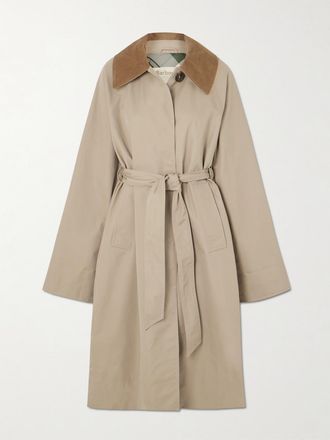Barbour Reagan Trenchcoat Aus Twill Aus Einer Baumwollmischung Mit Cordbesatz Und Bindeg&uuml;rtel - Neutral