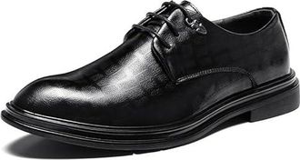 Generic Chaussures Oxford for Hommes, Chaussures Derby à Lacets et Bout Pointu, en Cuir végétalien, à Carreaux, Talon carré, Semelle en Caoutchouc antidérapan