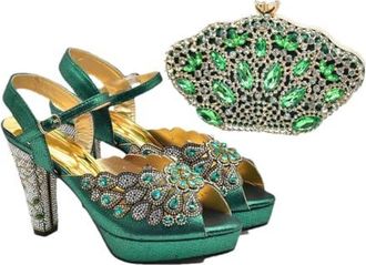 Generic Escarpins à bout ouvert pour femme et sac assorti pour fête de mariage dans un design élégant dinspiration italienne, EN8, 40.5 EU