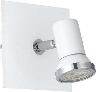 Eglo LED Wandlampe Tamara 1, Wandleuchte Bad, Badezimmer Lampe aus Metall in Weiß, Chrom und Glas, Feuchtraumleuchte, Spot inkl. GU10 Leuchtmittel, warmwei