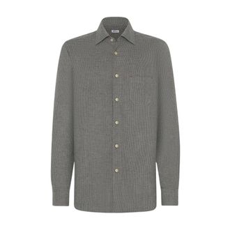 Kiton Nerano Hahnentritt-Flanellhemd - - Shirts - Herren - Grau - L