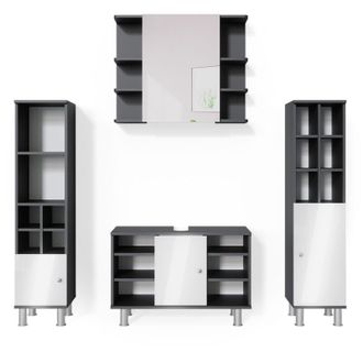 Vicco Badmöbel-Set Fynn, Anthrazit, 4 Teile, mit Midischränke