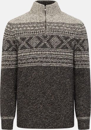 Fisherman out of Ireland Troyer Herren Pullover Grau Wei&szlig;