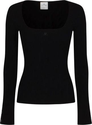 Courr&egrave;ges Femme, Pulls, Noir, Taille: 36 FR Heritage Rib Knit Top
