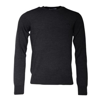 Dolce & Gabbana Logo bestickter Wollpullover - - Knitwear - Herren - Grau - S