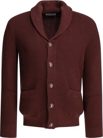 Brunello Cucinelli Cardigan boutonn&eacute; Malfil&eacute; - Homme - Pulls - Rouge - Taille: XL